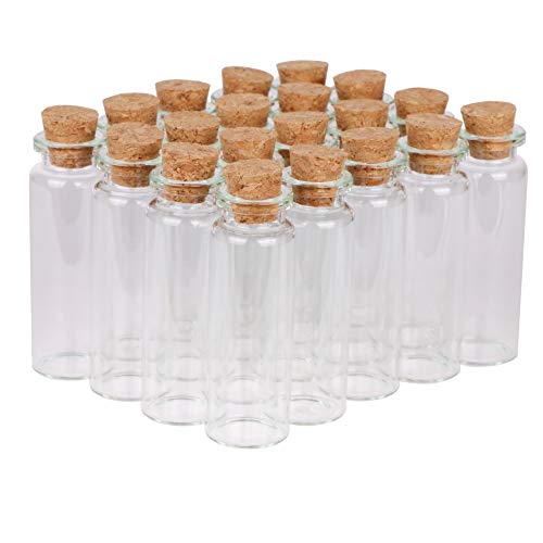 MaxMau 24 Sets 15ml Small Mini Glass Bottles with Cork Stoppers Tiny Vials for Wedding Favors Art Crafts DIY Decoration