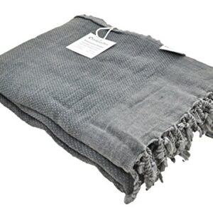 Stonewashed Turkish Throw Blanket in Charcoal Grey/Faded Black, Soft, Cozy and Lightweight, Perfect for Use as a Love Seat or Sofa Throw, Partical Bed Cover, Beach Blanket or Yoga Blanket