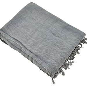 Stonewashed Turkish Throw Blanket in Charcoal Grey/Faded Black, Soft, Cozy and Lightweight, Perfect for Use as a Love Seat or Sofa Throw, Partical Bed Cover, Beach Blanket or Yoga Blanket