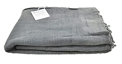 Stonewashed Turkish Throw Blanket in Charcoal Grey/Faded Black, Soft, Cozy and Lightweight, Perfect for Use as a Love Seat or Sofa Throw, Partical Bed Cover, Beach Blanket or Yoga Blanket