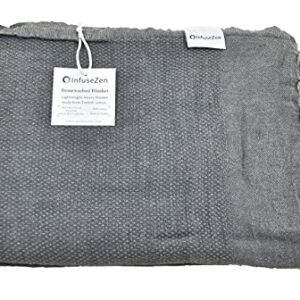 Stonewashed Turkish Throw Blanket in Charcoal Grey/Faded Black, Soft, Cozy and Lightweight, Perfect for Use as a Love Seat or Sofa Throw, Partical Bed Cover, Beach Blanket or Yoga Blanket