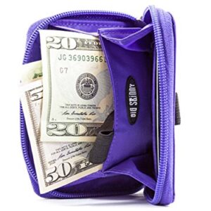 Big Skinny Women's Lynx Zippered Slim Wallet, Holds Up to 30 Cards, Purple