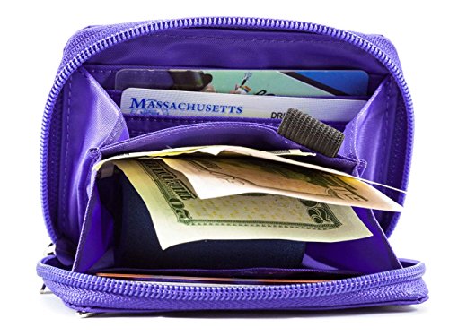 Big Skinny Women's Lynx Zippered Slim Wallet, Holds Up to 30 Cards, Purple