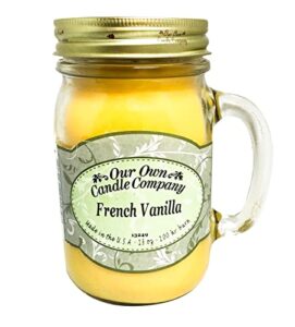 our own candle company french vanilla scented 13 ounce mason jar candle company, 13 oz