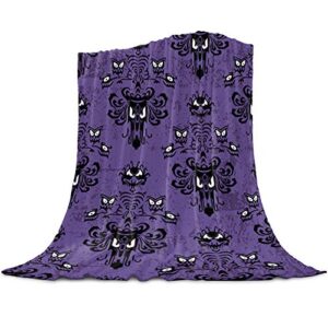 t&h xhome flannel fleece bedding blanket – 60″x80″ haunted halloween mansion – grim grinning ghosts anime camp throw blanket for baby kids boy girls men women