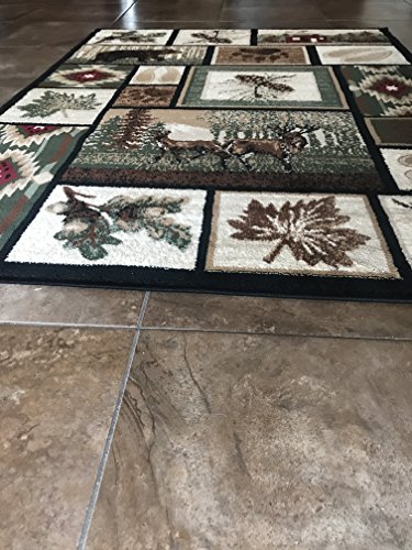 Carpet King Cabin Style Area Rug Rustic Western Country Bear Elk Deer Bear Wildlife Lodge Native Design 386 (5 Feet 2 Inch X 7 Feet 3 Inch)