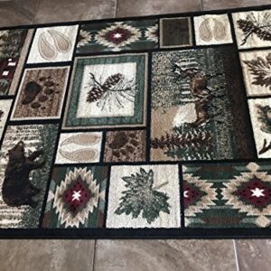 Carpet King Cabin Style Area Rug Rustic Western Country Bear Elk Deer Bear Wildlife Lodge Native Design 386 (5 Feet 2 Inch X 7 Feet 3 Inch)