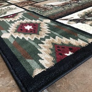 Carpet King Cabin Style Area Rug Rustic Western Country Bear Elk Deer Bear Wildlife Lodge Native Design 386 (5 Feet 2 Inch X 7 Feet 3 Inch)