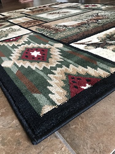 Carpet King Cabin Style Area Rug Rustic Western Country Bear Elk Deer Bear Wildlife Lodge Native Design 386 (5 Feet 2 Inch X 7 Feet 3 Inch)