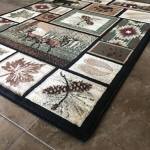 Carpet King Cabin Style Area Rug Rustic Western Country Bear Elk Deer Bear Wildlife Lodge Native Design 386 (5 Feet 2 Inch X 7 Feet 3 Inch)