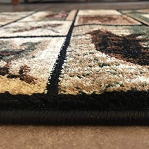 Carpet King Cabin Style Area Rug Rustic Western Country Bear Elk Deer Bear Wildlife Lodge Native Design 386 (5 Feet 2 Inch X 7 Feet 3 Inch)