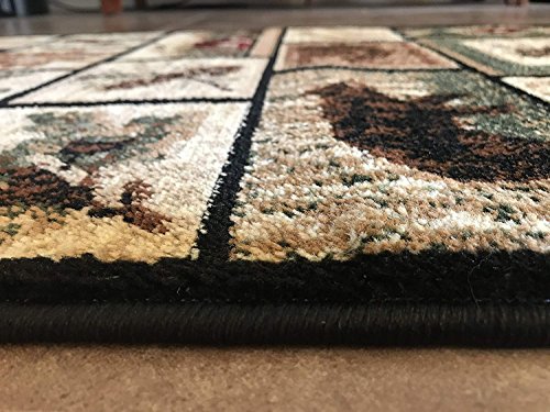 Carpet King Cabin Style Area Rug Rustic Western Country Bear Elk Deer Bear Wildlife Lodge Native Design 386 (5 Feet 2 Inch X 7 Feet 3 Inch)