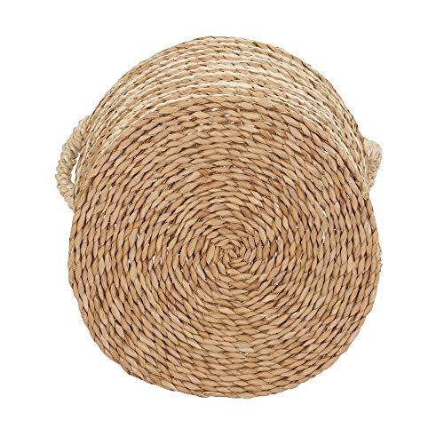 Household Essentials Brown Large Round Woven Wicker Storage Basket with Handles Double Weave