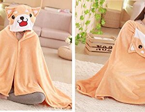 FUYU Cute Dog Cloak Blanket Soft Plush Throw Blanket Shiba Inu Cosplay Cloak