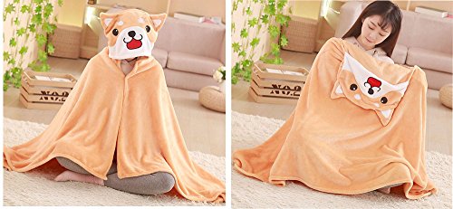 FUYU Cute Dog Cloak Blanket Soft Plush Throw Blanket Shiba Inu Cosplay Cloak