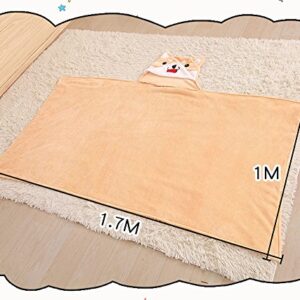 FUYU Cute Dog Cloak Blanket Soft Plush Throw Blanket Shiba Inu Cosplay Cloak