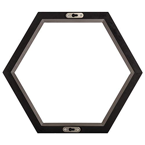 Gallery Solutions Black HexaGallery Geometric Decorative Wall Mounted Floating Shelves, Set of 3