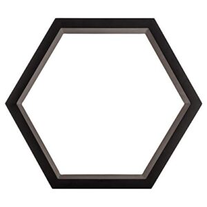 Gallery Solutions Black HexaGallery Geometric Decorative Wall Mounted Floating Shelves, Set of 3