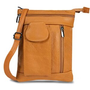 Krediz Soft Genuine Leather Crossbody Bag- Women Backpack Fashion Purse - Shoulder Bags- Crossover Travel Handbag Purse for Women (Regular, Light Brown)