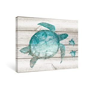 sumgar bathroom wall art bedroom teal decor beach pictures coastal ocean canvas paintings sea turtle,12×16 in