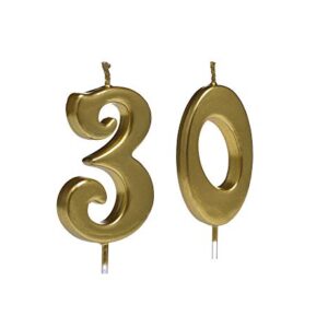 Bailym Gold 30th Birthday Candles,Number 30 Cake Topper for Party Decoration