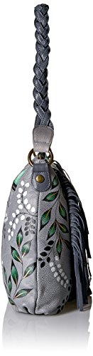 Anna by Anuschka Women's Genuine Leather Medium Fringed Hobo Shoulder bag | Hand Painted Original Artwork | Garden of Eden