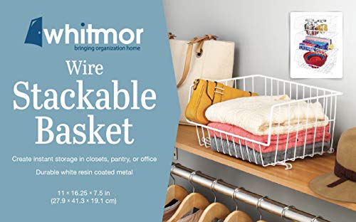 Whitmor Wire Stackable Basket, White