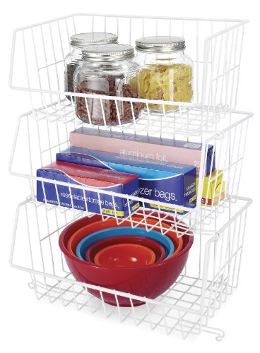 Whitmor Wire Stackable Basket, White