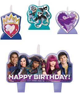 amscan disney descendants 2 birthday candle set purple, green, blue