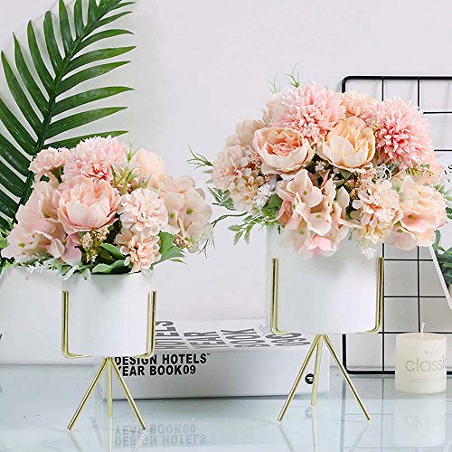 KIRIFLY Artificial Flowers, Fake Peony Silk Hydrangea Bouquet Decor Plastic Carnations Realistic Flower Arrangements Wedding Decoration Table Centerpieces (Light Pink)