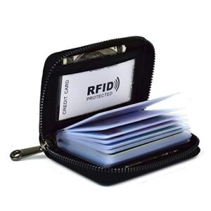 lacheln card holder for women men rfid small wallets credit card case money organizers,20 slots,black