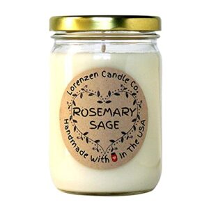 rosemary sage soy candle, 12oz | handmade in the usa with 100% soy wax