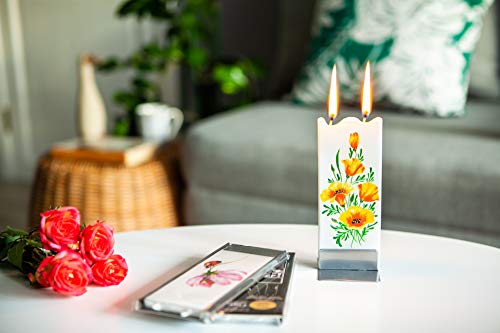 Flatyz Handmade Candle Gift Set with Steel Base - Flower Candle Mothers Day Gift - Candles for Women with Spring Candle Design – Cherry Blossom Candle Gifts - Womens Gifts Unique Cute Candle Aesthetic