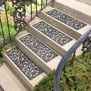 Collections Etc Skid Resistant Butterfly Stair Traction Treads - Set of 4, Black