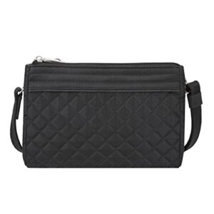 travelon anti-theft boho clutch crossbody, black quilted, 8.75″ x 7″ x 2″