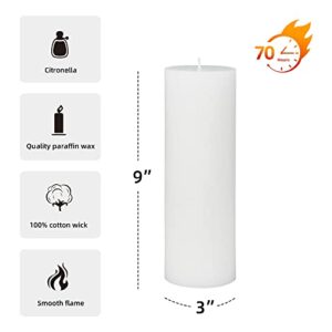 Zest Candle Pillar Candles, 3 by 9-Inch, White Citronella