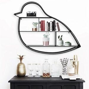 Wall Decorations Shelf 3 Tiers Black Bird Shape Iron TV Background Wall Decoration/Wall Shelves/Wall Stand Storage Display Rack for Home Office/Loft Storage Accessories