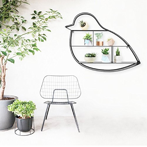 Wall Decorations Shelf 3 Tiers Black Bird Shape Iron TV Background Wall Decoration/Wall Shelves/Wall Stand Storage Display Rack for Home Office/Loft Storage Accessories