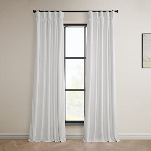 HPD Half Price Drapes VPYC-161201-96 Plush Velvet Curtain (1 Panel), 50 X 96, Pillow White