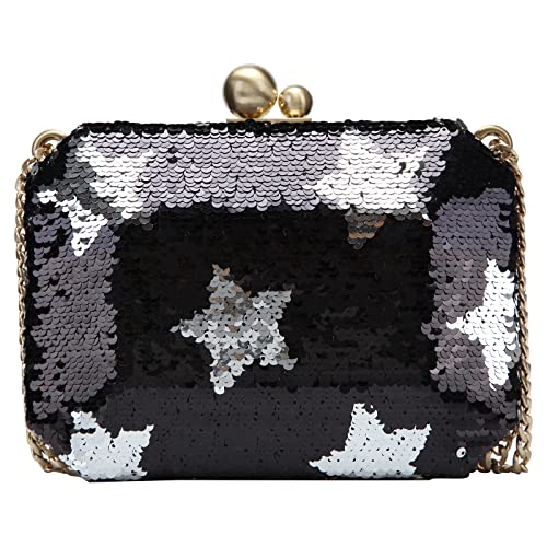 Fawziya Star Sequin Purse Thick Chain Evening Bags And Clutches For Wmen-Black