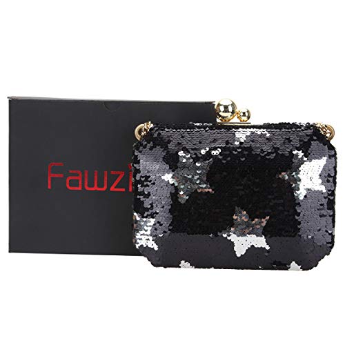 Fawziya Star Sequin Purse Thick Chain Evening Bags And Clutches For Wmen-Black