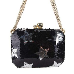 Fawziya Star Sequin Purse Thick Chain Evening Bags And Clutches For Wmen-Black