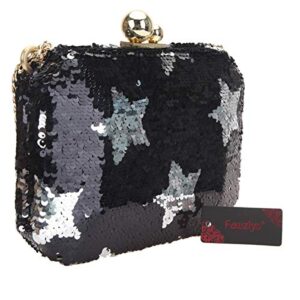 Fawziya Star Sequin Purse Thick Chain Evening Bags And Clutches For Wmen-Black