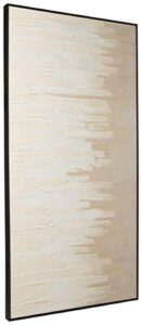 signature design by ashley jennaya modern abstract framed hand painted wall art, 60 x 30, beige, living room