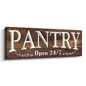 pantry sign rustic wood color canvas wall art print sign 5.5×16.5 (pantry, brown)