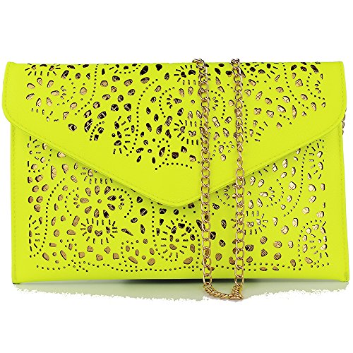 Fashion Handbags 2019 Summer Women Chain Bag Cute Shoulder Handbags Small Cute Fashion Women Shoulder Bag Evening Clutch Bags Party Evening Purses Ladies Girl Day Clutch Party Cutout Bag (Lemon Green)