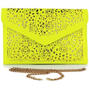 Fashion Handbags 2019 Summer Women Chain Bag Cute Shoulder Handbags Small Cute Fashion Women Shoulder Bag Evening Clutch Bags Party Evening Purses Ladies Girl Day Clutch Party Cutout Bag (Lemon Green)