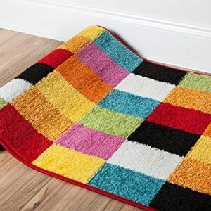 Well Woven Modern Rug Squares Multi Geometric Accent Area Rug 2'X7'3'' Runner Entry Way Bright Kids Room Kitchn Bedroom Carpet Bathroom Soft Durable Area Rug