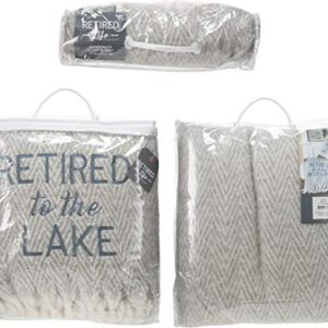 Pavilion Gift Company Lake-Blue 50x60 Inch Embroidered Text Throw Blanket Retirement Gift, Grey