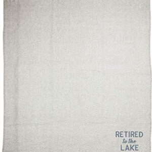 Pavilion Gift Company Lake-Blue 50x60 Inch Embroidered Text Throw Blanket Retirement Gift, Grey